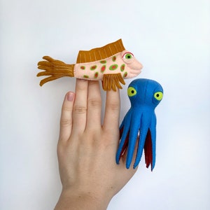 Ocean Finger Puppet Set Pout Pout Fish, Octopus Finger Puppet, Finger ...