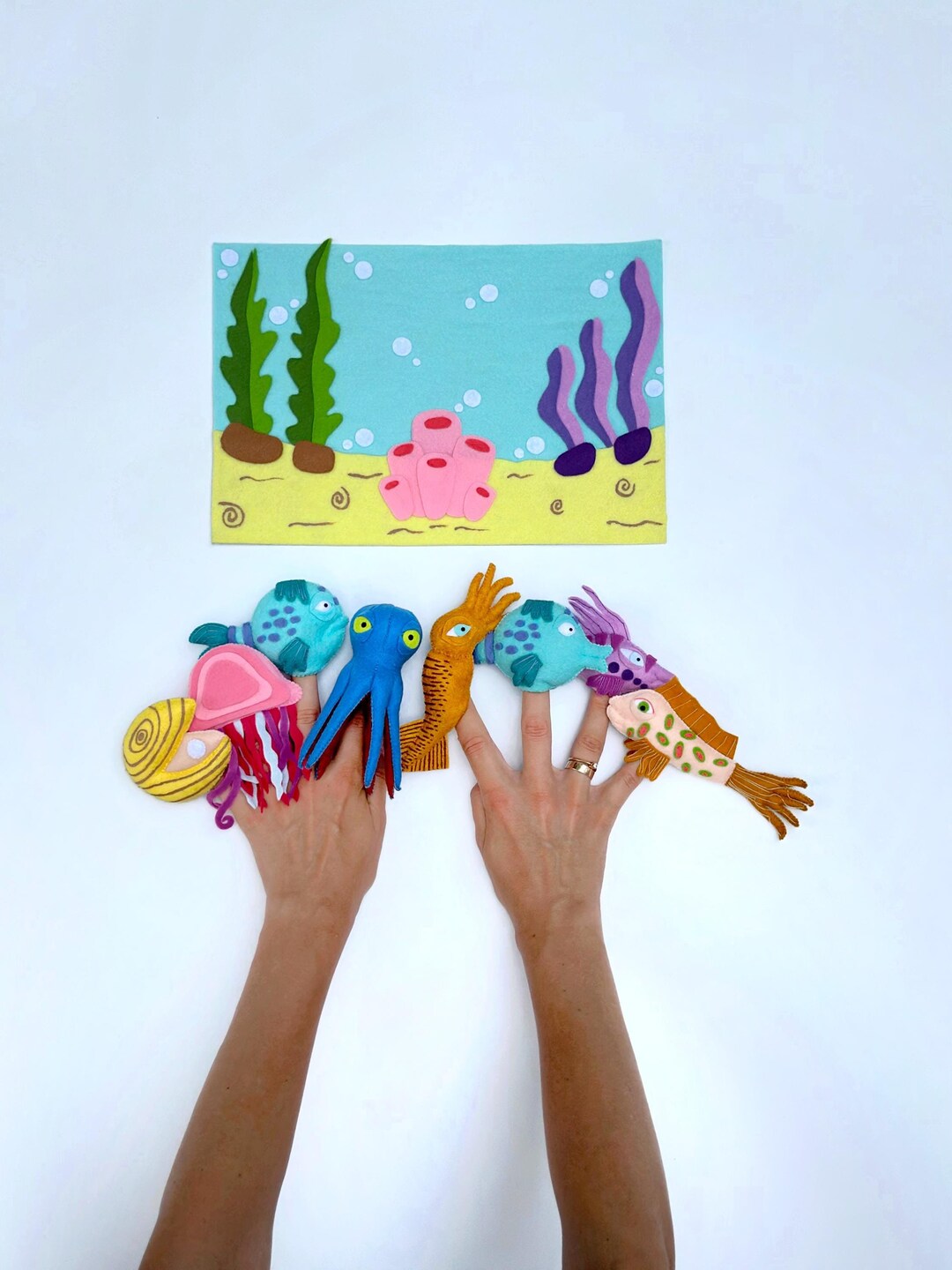 Ocean Finger Puppets Set the Pout Pout Fish, Ocean Baby Nursery Decor ...