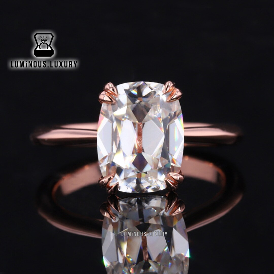 Double Claw Prong Taper Band Solitaire Ring: Sparky 2.5/3.75/5 Carat ...