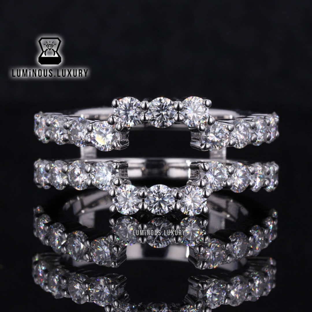 Moissanite Ring Guard: Double Side Band Ring Enhancer, Elegant Round ...