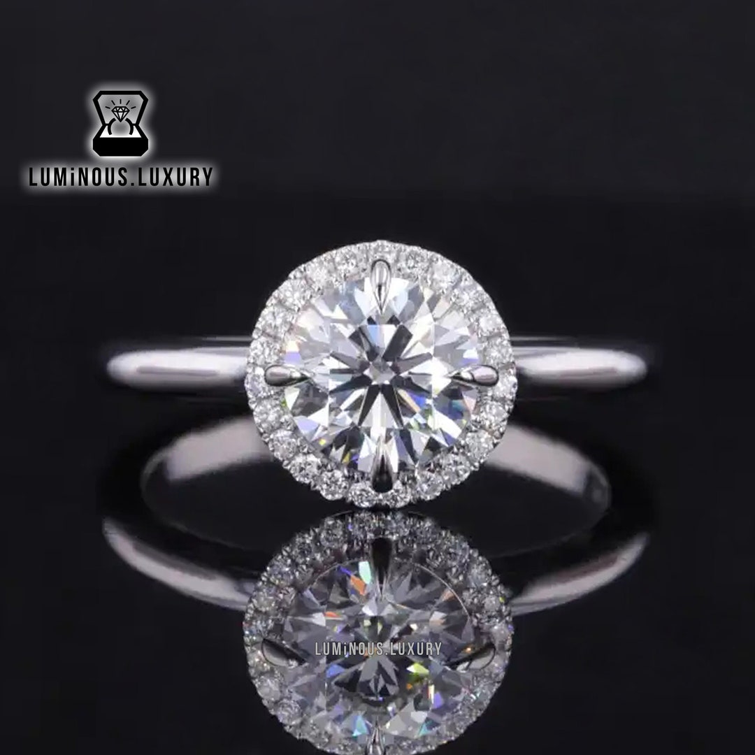4 Claw Compass Prong Setting Delicate Halo Plain Band Ring: Sparky 1/ 1 ...