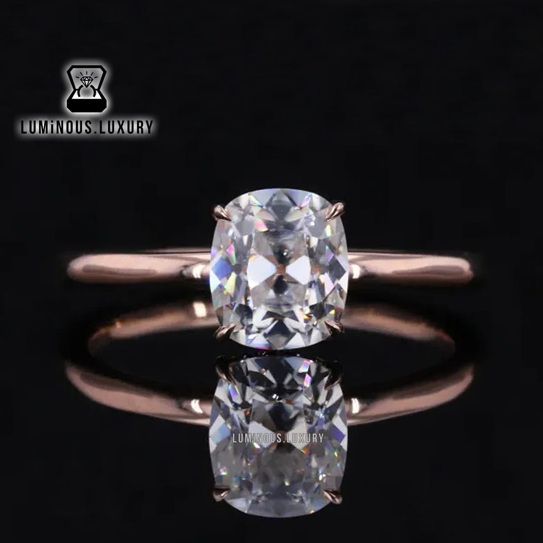Classic 1.5/2/3 Carat Old Mine Cushion Cut Moissanite Engagement Ring ...