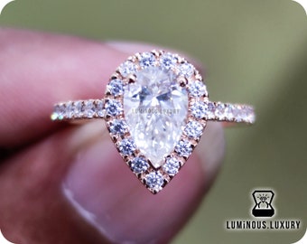 Moissanite Tear Drop Wedding Ring - Etsy