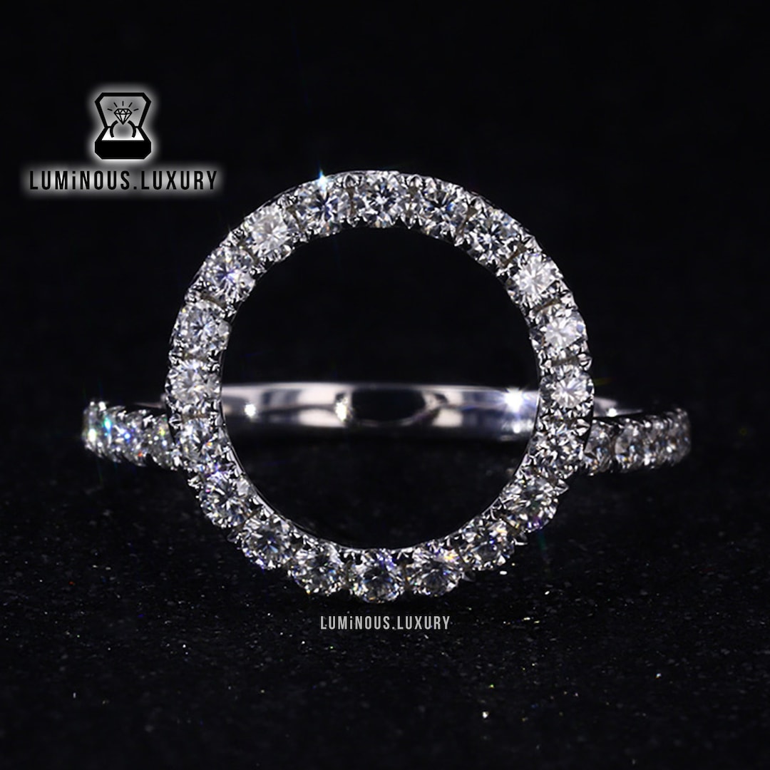 Open Circle Ring, Antique Design Circular Ring, Round Brilliant Cut ...