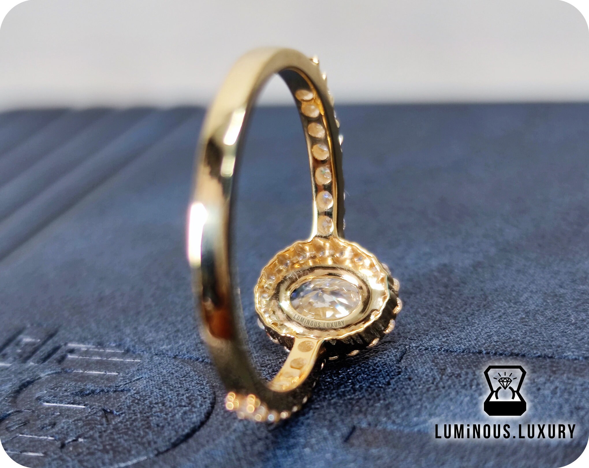 Full Bezel With Halo Oval Brilliant Cut Moissanite Engagement - Etsy