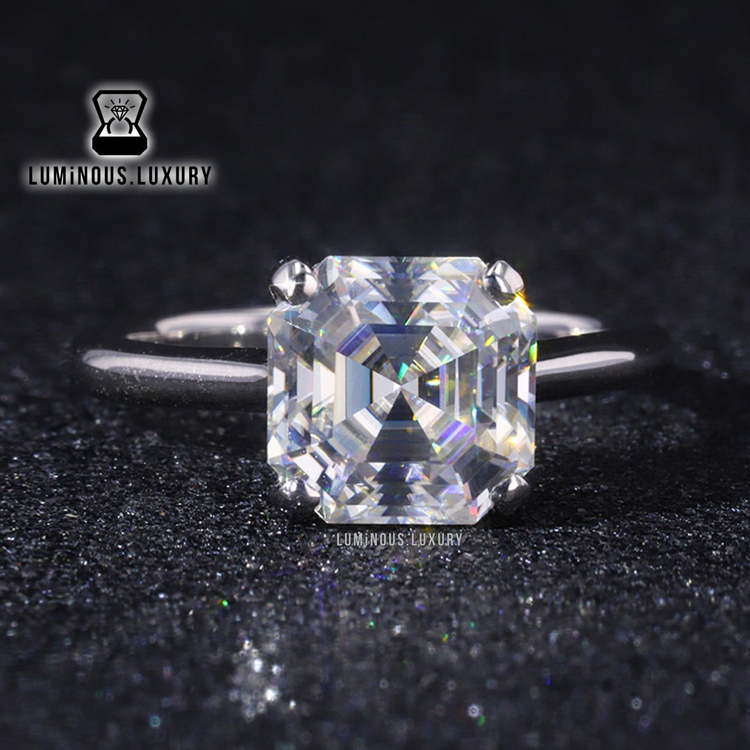 Four Prong Basket Set Ring, Classic Comfort Fit Solitaire Wedding Ring ...