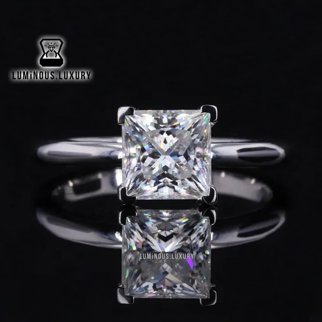 V Shape Prong Solitaire Moissanite Ring: High Profile Basket Set ...