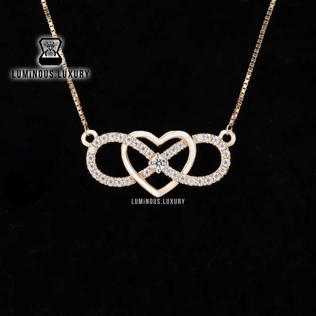 Intertwined Heart & Infinity Symbol Necklace, Sparky Round Brilliant ...