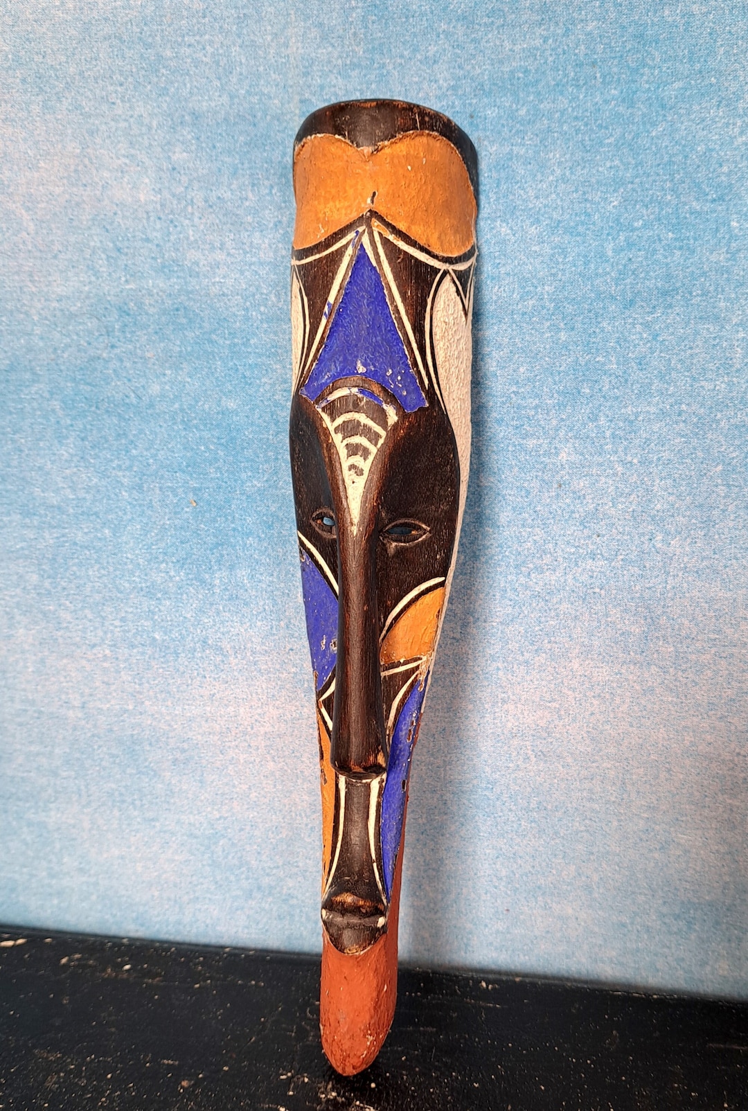 Vintage 90s Small Fang Tribe of Gabon Long Narrow Carved Wooden African ...