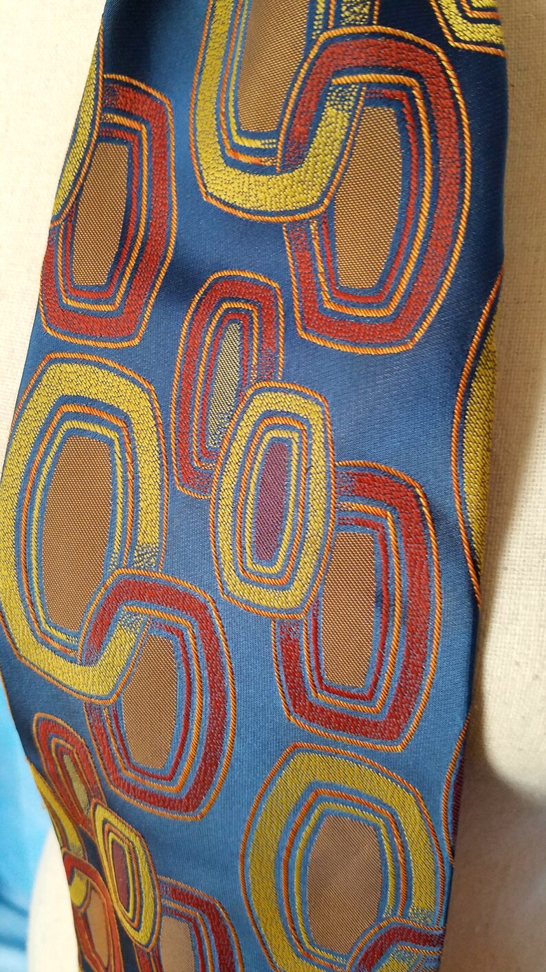Vintage 70s Mod Atomic Pop Art Abstract Geometric Cravat Wide - Etsy