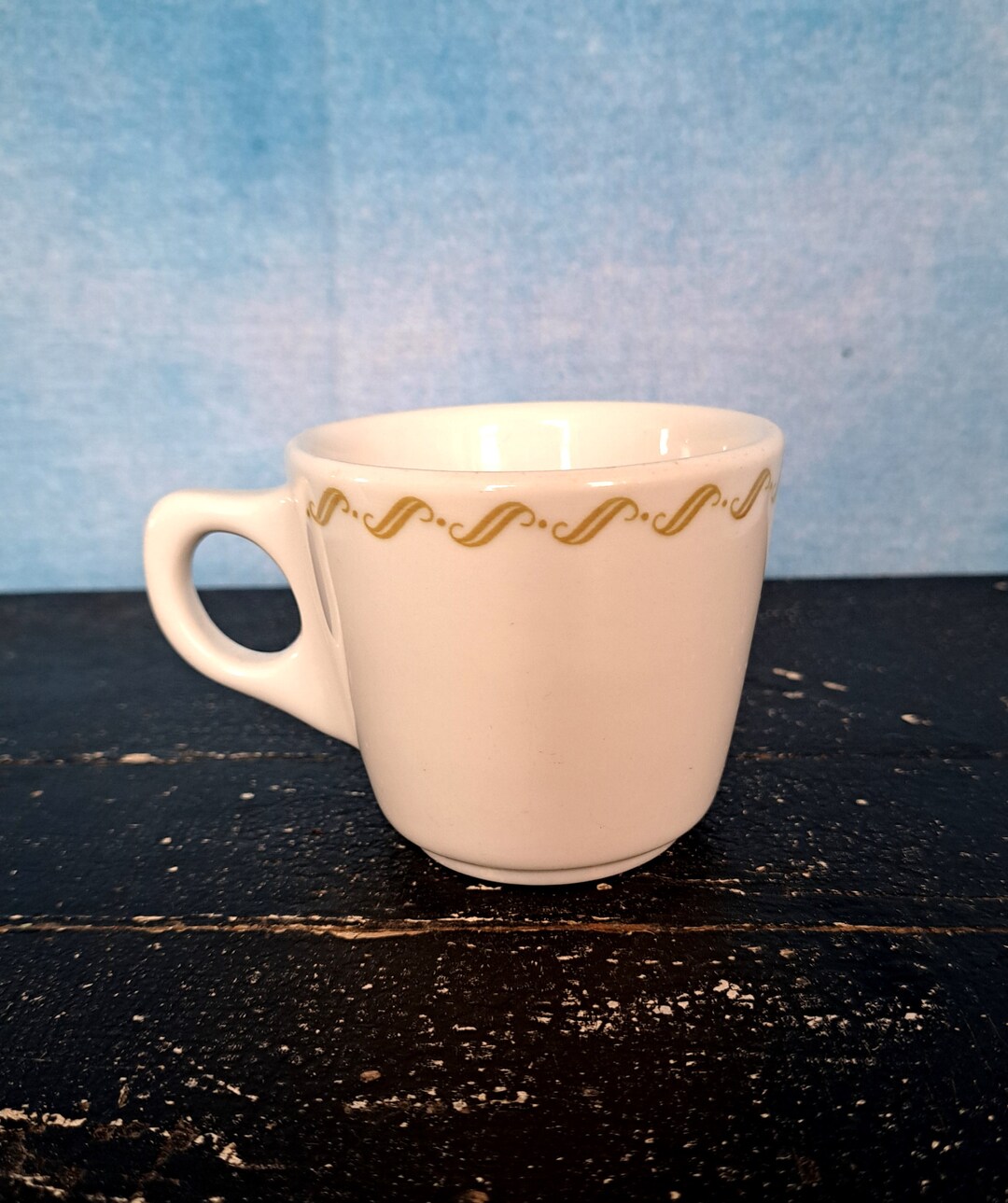 Vintage 60s White Restaurantware Trainware Coffee Cup Mug With Gold ...