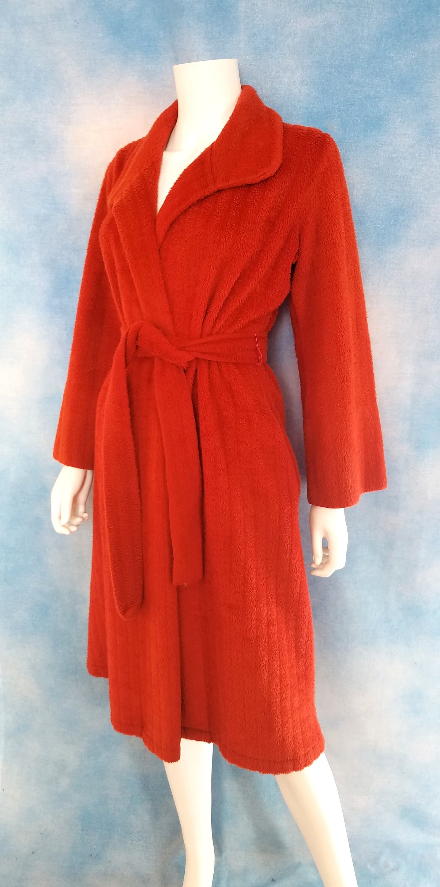 Vintage 70s Rust Furry Ribbed Velour Robe/ Size M - Etsy