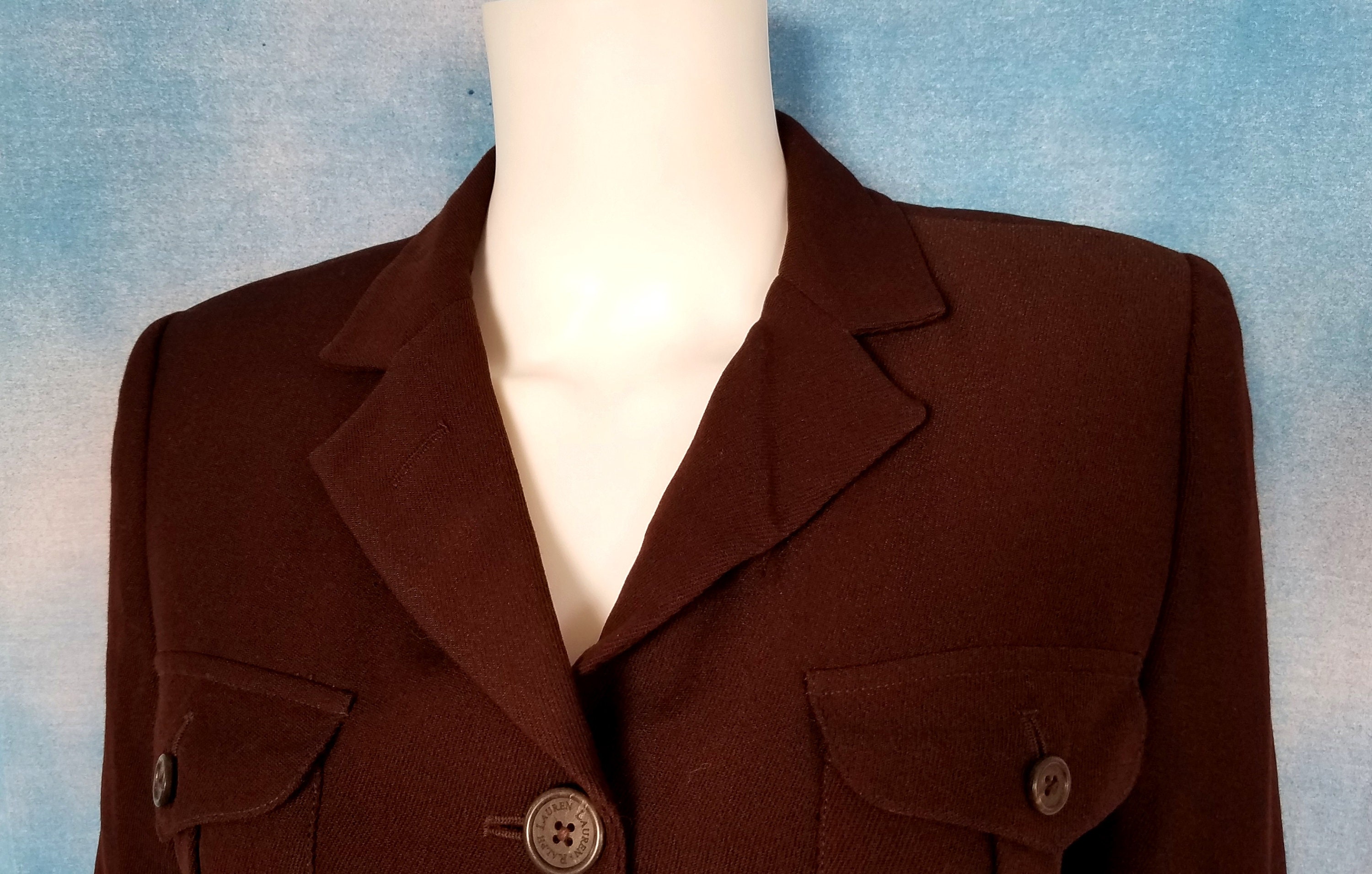 Vintage 90s Rich Chocolate Brown Worsted Wool Twill Fitted - Etsy