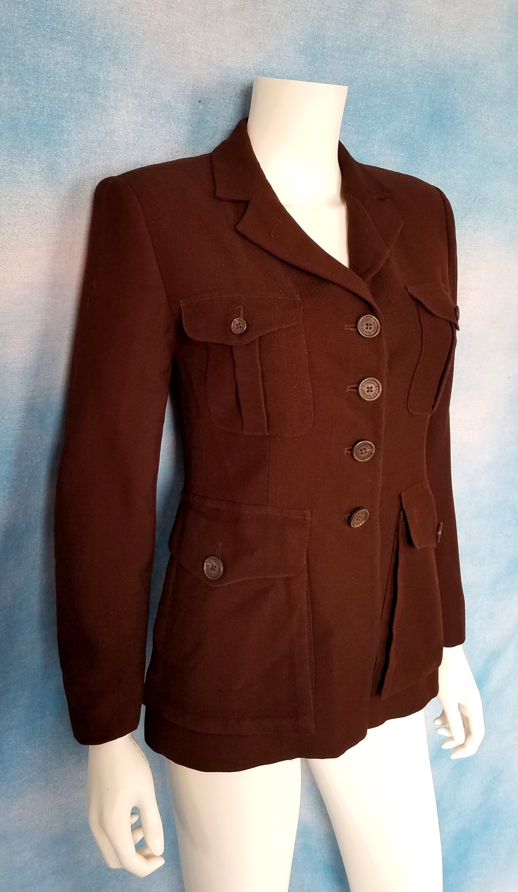 Vintage 90s Rich Chocolate Brown Worsted Wool Twill Fitted - Etsy