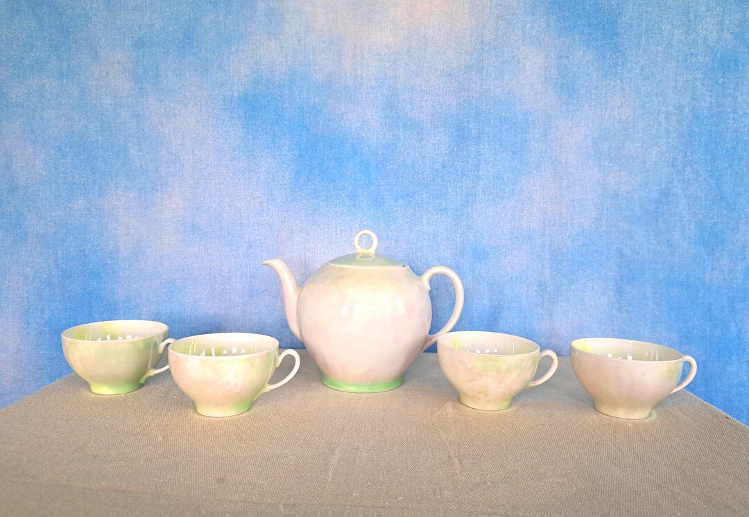 Vintage Ca 1930s Antique Pale Celadon Green Lusterware Iridescent Deco ...