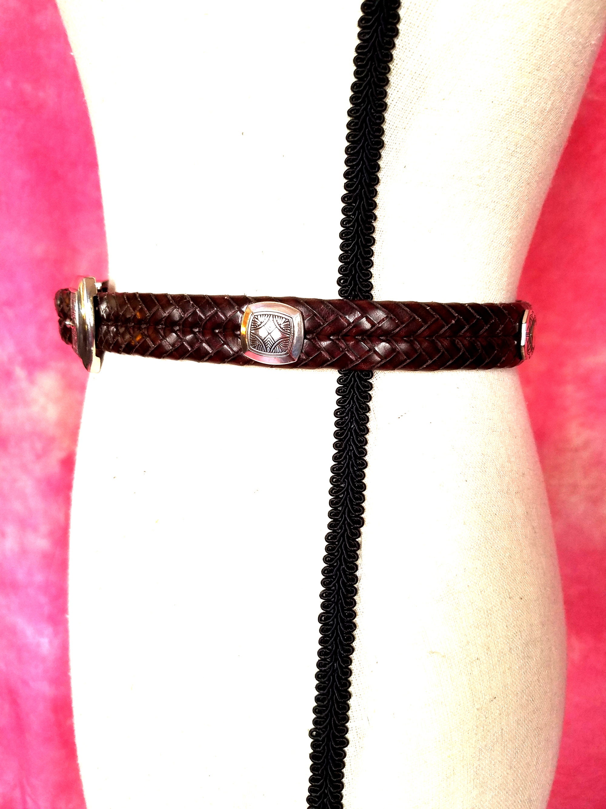 Vintage 90s brillante marrón oscuro trenzado cinturón de cuero | Etsy