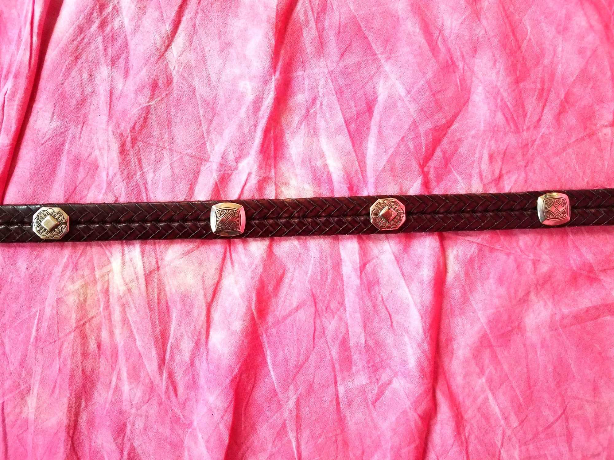 Vintage 90s brillante marrón oscuro trenzado cinturón de cuero | Etsy