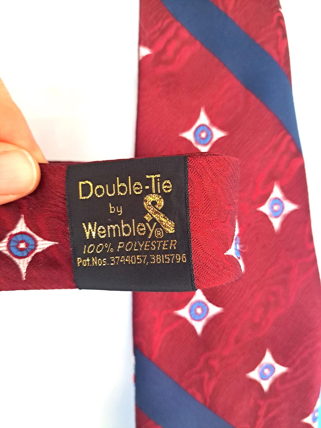 Vintage 70s Wembley Double Tie, Reversible 2-sided Wide Necktie, Maroon ...