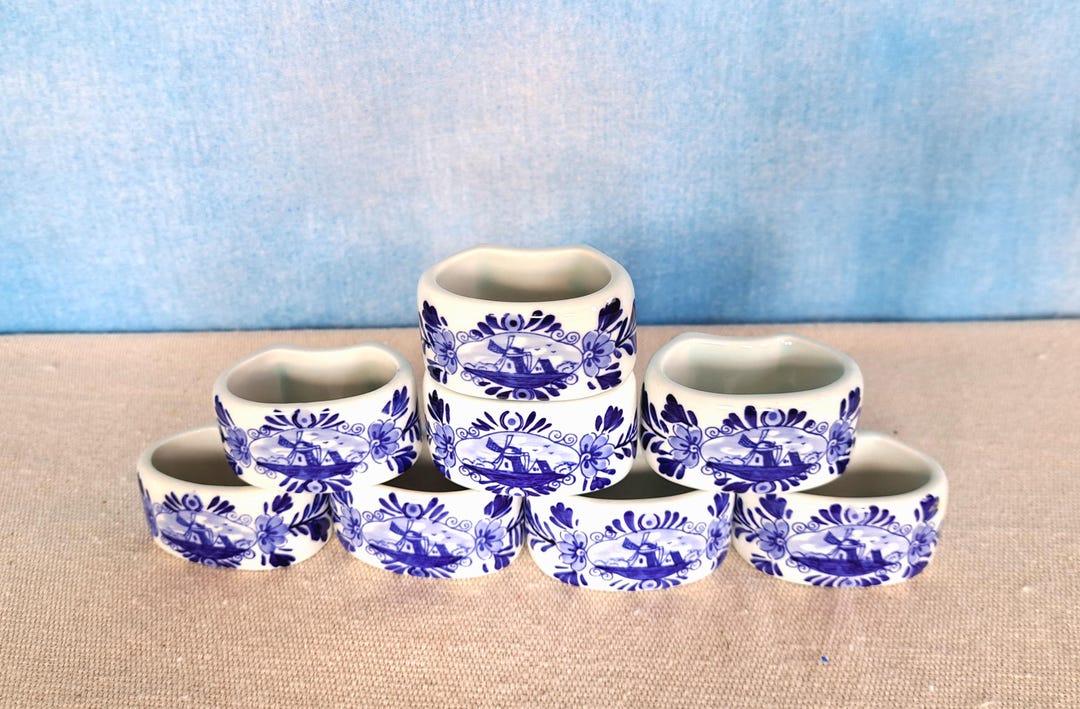 Vintage Ca 1990s Blue and White Windmill Hand Painted Authentic ...