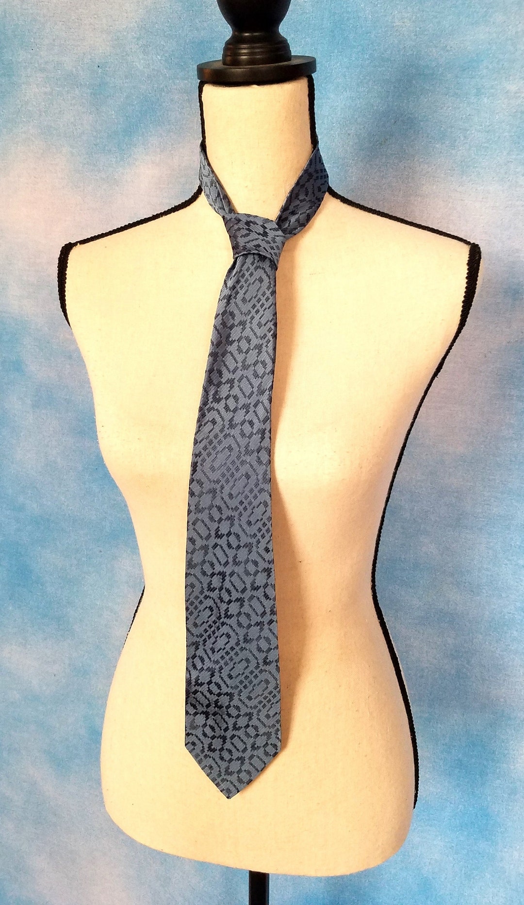 Vintage Late 1940s Early 1950s Cerulean Blue Shiny Acetate Tie With ...