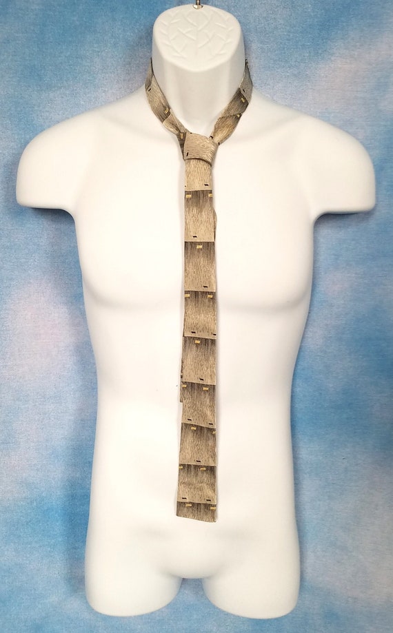 Vintage 50s Atomic Mod Skinny Flat Blade Necktie, Whi… - Gem