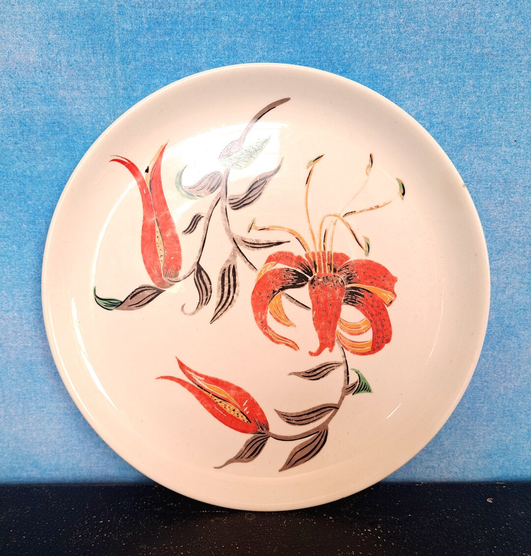 Vintage 1950s RARE Dinner Plate, White With Large Abstract Atomic ...