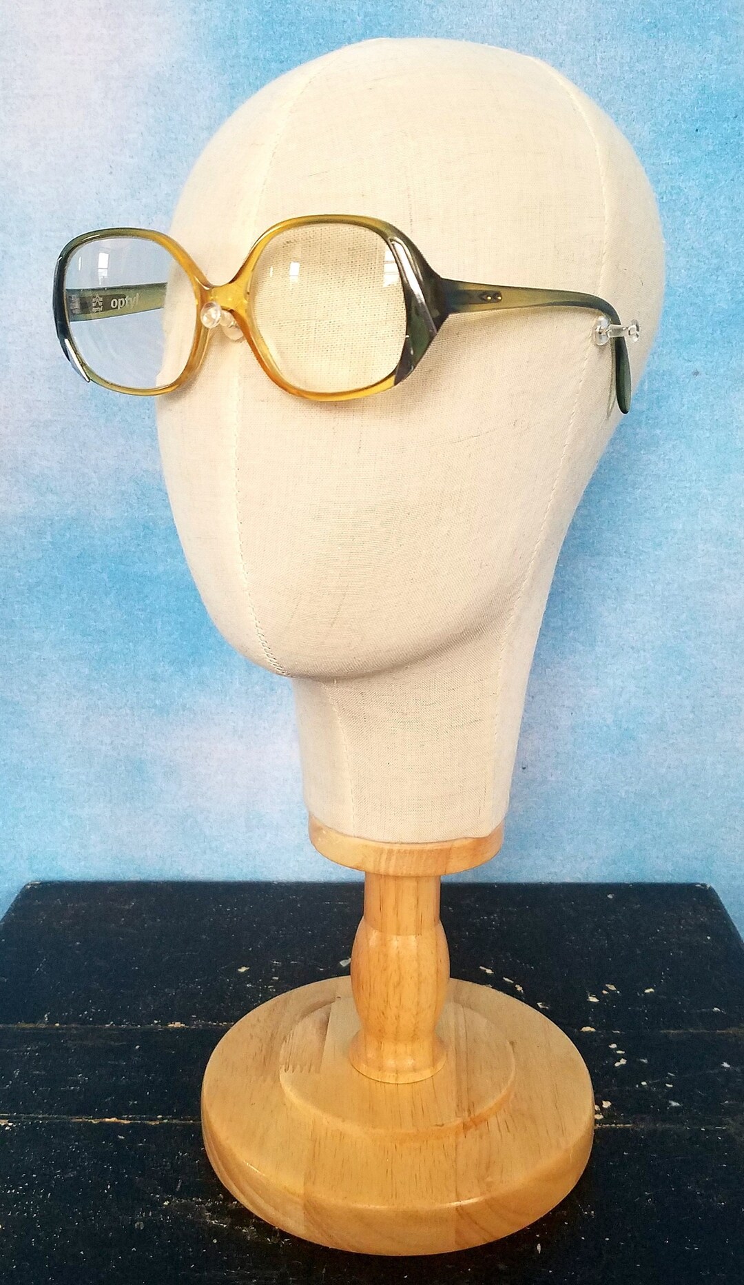 Vintage 70s Acetate Glasses Frames, Amber & Smoke Gray Ombre W Silver ...