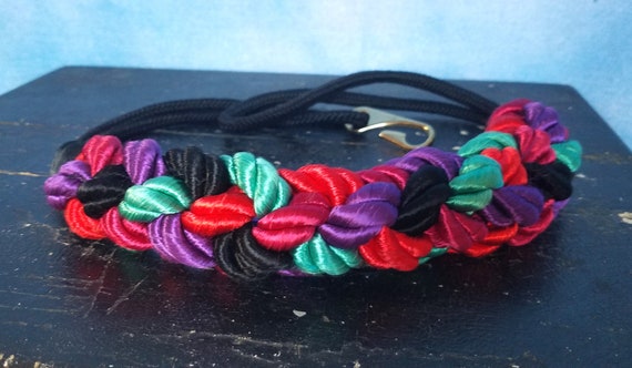 Vintage 80s Chunky Satin Rope Cord Braided Belt, Blac… - Gem