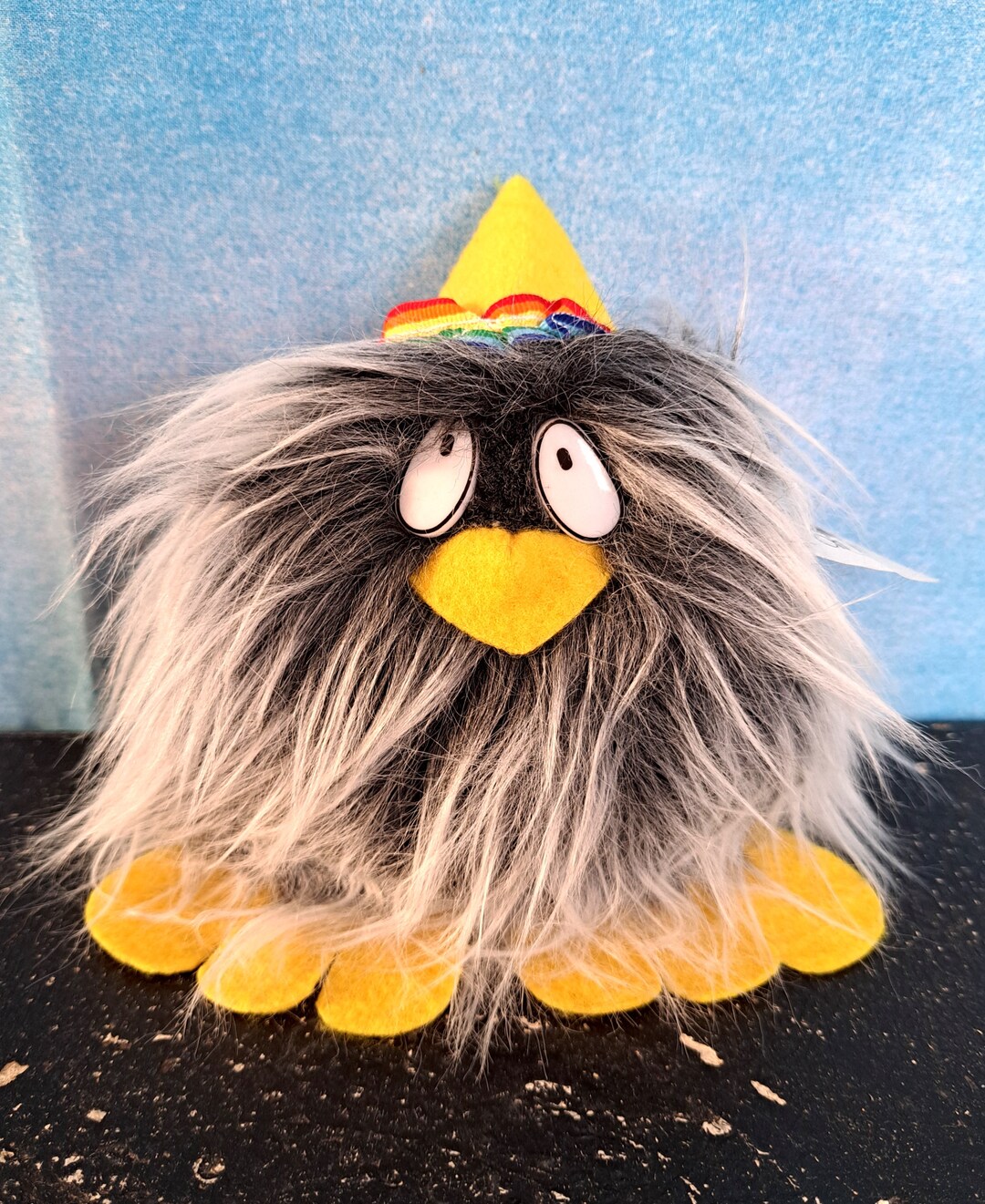 Vintage 1998 worry Bird Birthday Gag Gift Plush Toy/ Shaggy Gray Fur ...