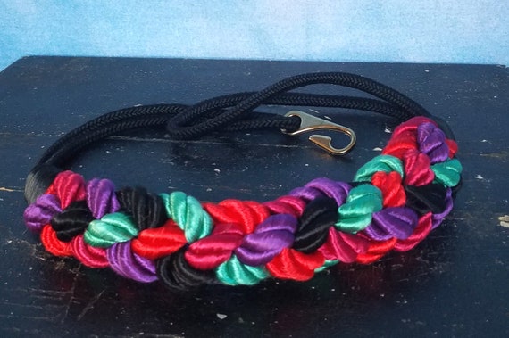 Vintage 80s Chunky Satin Rope Cord Braided Belt, Blac… - Gem