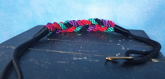 Vintage 80s Chunky Satin Rope Cord Braided Belt, Blac… - Gem
