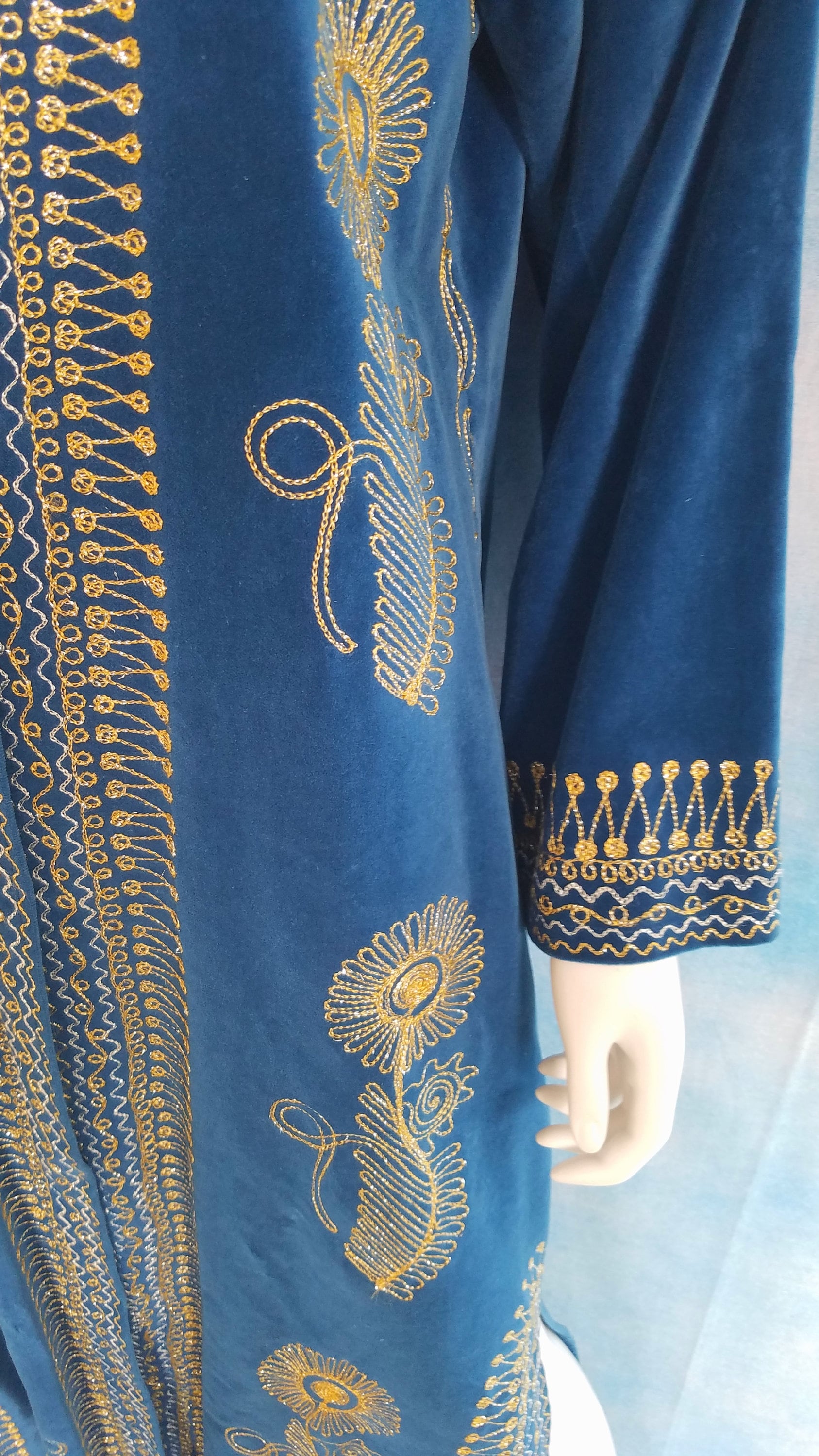 Vintage 70s Cobalt Blue Velvet Turkish Bindalli Wedding Robe With Gold ...