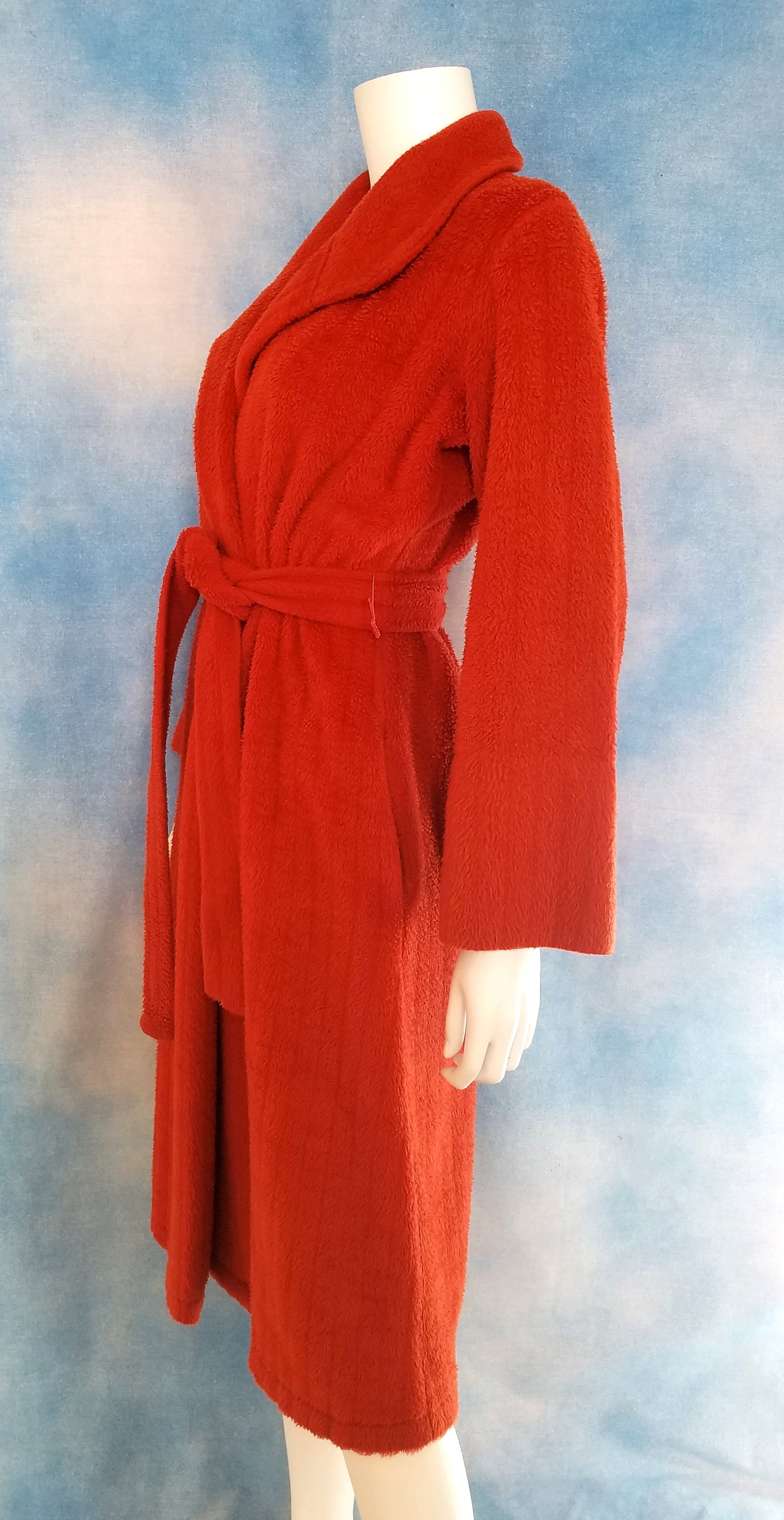 Vintage 70s Rust Furry Ribbed Velour Robe/ Size M - Etsy