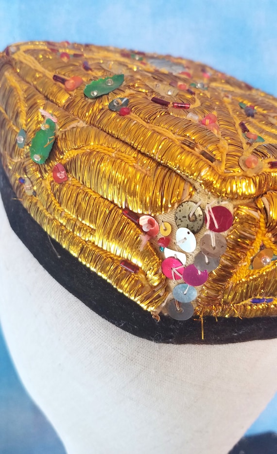 Vintage 1940s or 50s Uzbek Tubeteika Doppa Square Bri… - Gem