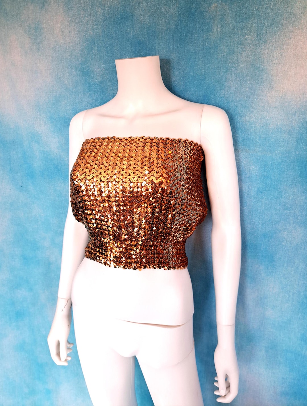 Vintage 80s or 90s Gold Sequined Tube Top or Skirt/ Size XS-M - Etsy