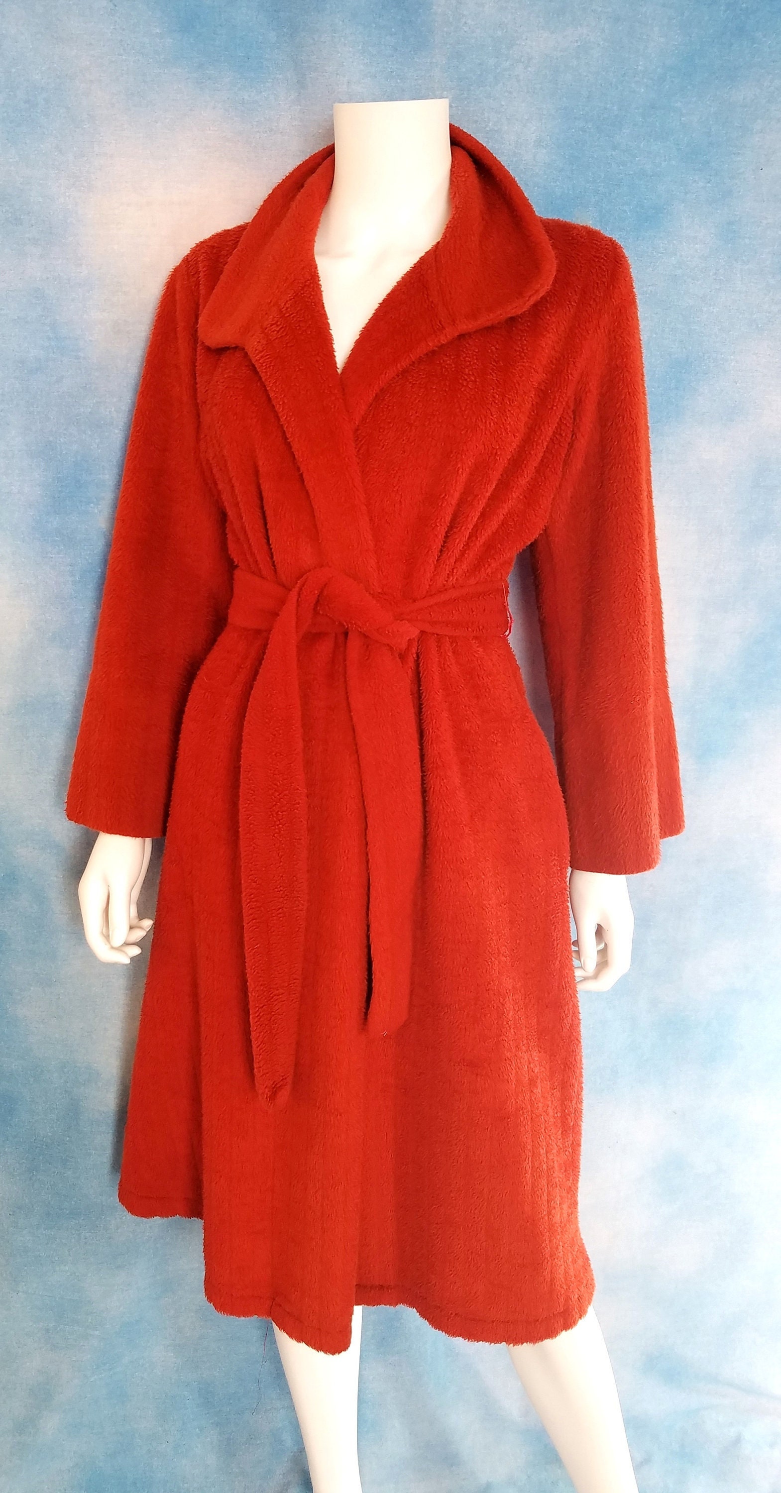Vintage 70s Rust Furry Ribbed Velour Robe/ Size M - Etsy