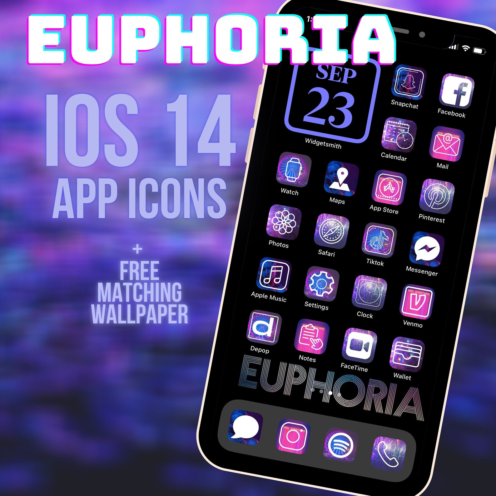 Euphoria Ios 14 App Icons With Wallpaper (digital Download) - Etsy