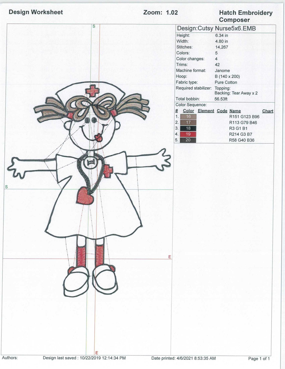 Nurse Embroidery Design Pattern Download Nurse Applique | Etsy