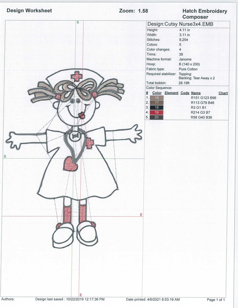 Nurse Embroidery Design Pattern Download Nurse Applique - Etsy