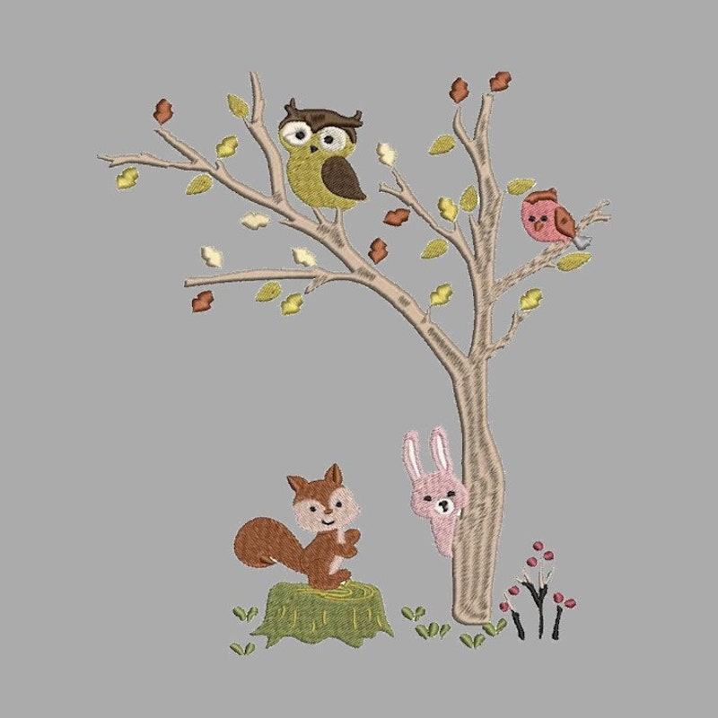 Owl Forest Embroidery - Etsy