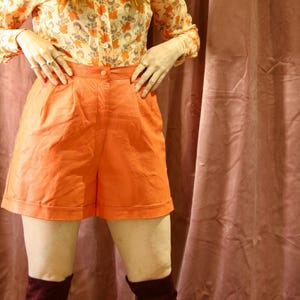 Vintage 80s Funky Orange Leather High Waisted Shorts. UK 10 - Etsy