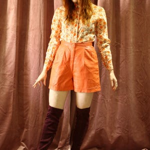 Vintage 80s Funky Orange Leather High Waisted Shorts. UK 10 - Etsy