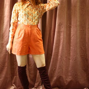 Vintage 80s Funky Orange Leather High Waisted Shorts. UK 10 - Etsy