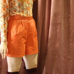 Vintage 80s Funky Orange Leather High Waisted Shorts. UK 10 - Etsy