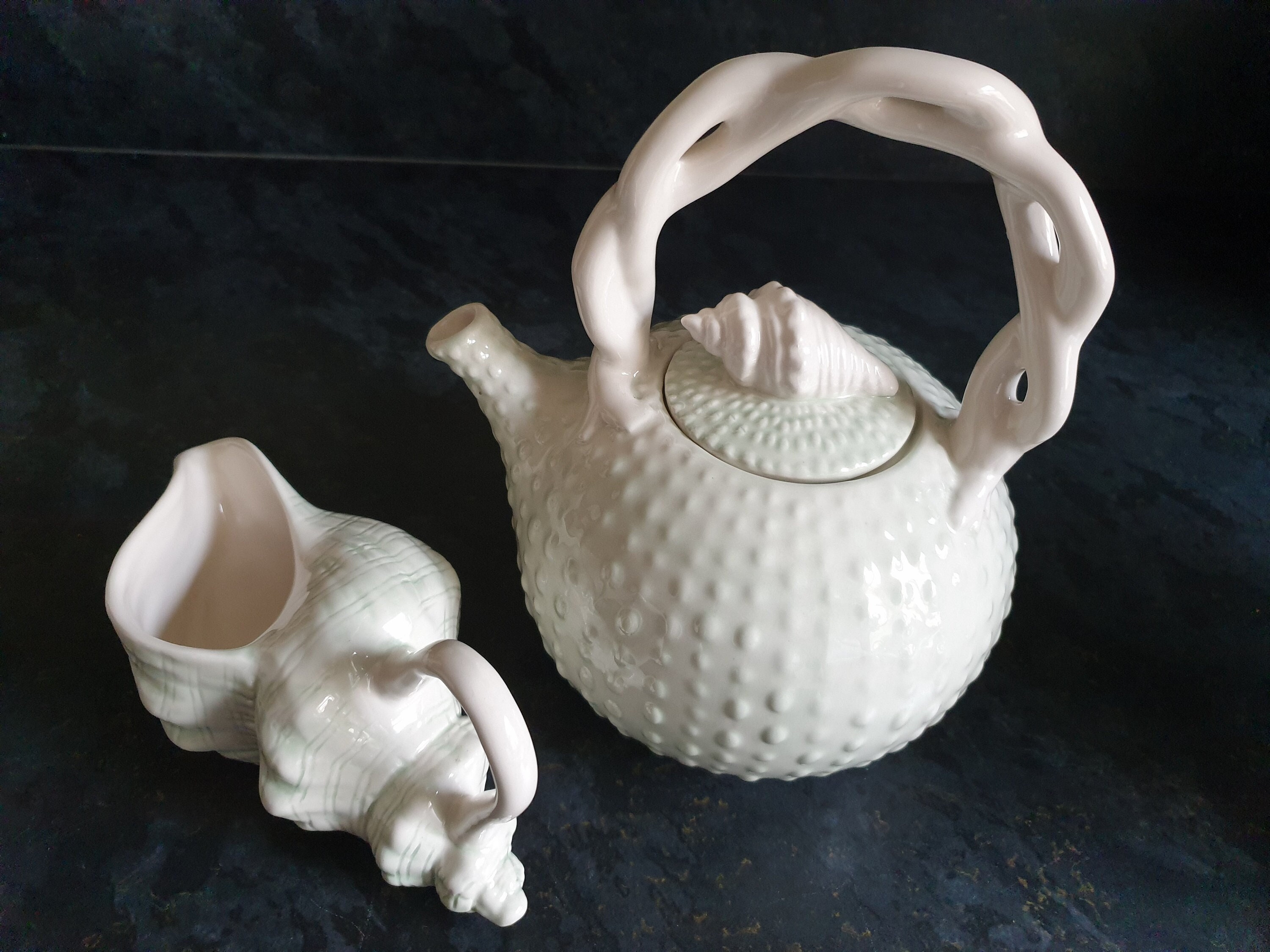OKA Sea Urchin Teapot and Milk Jug Shell Shaped - Etsy UK