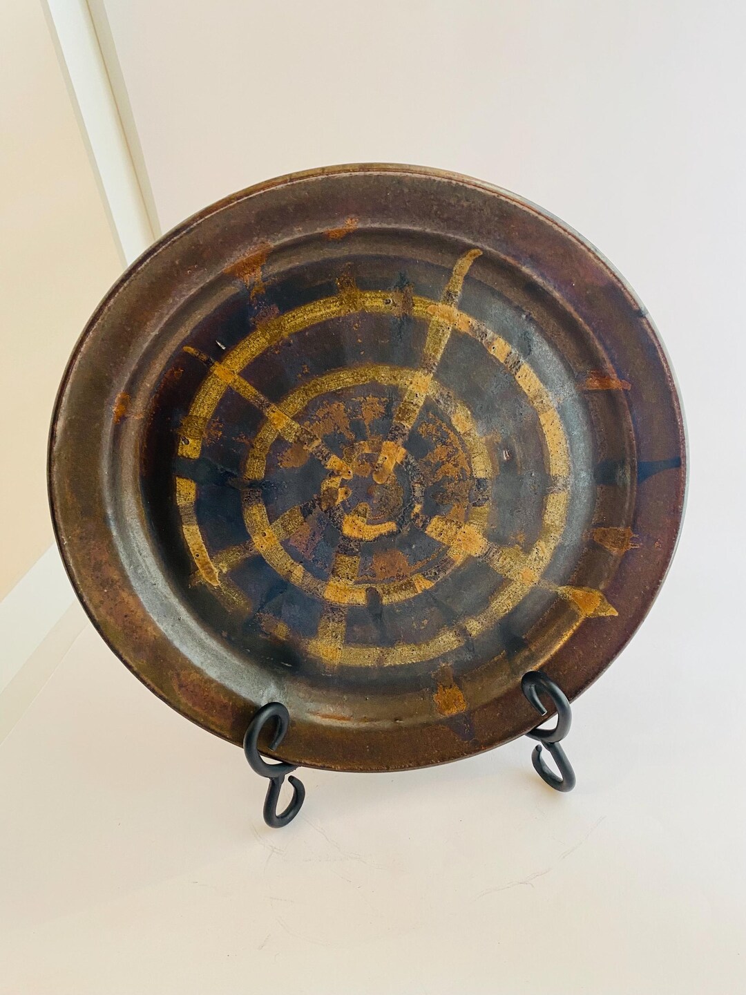 Vintage Pottery Plate Geometric Design - Etsy