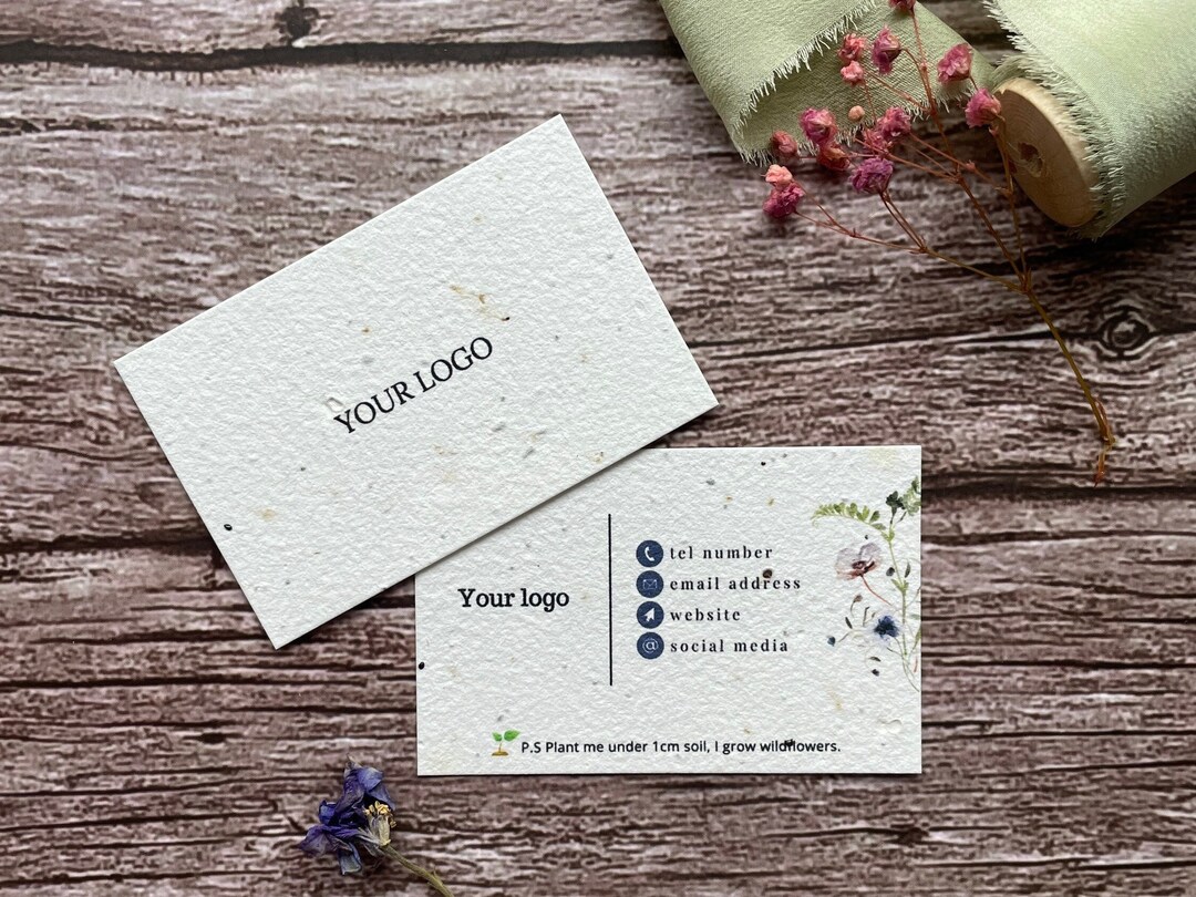 Seed Paper Business Card, Plantable Custom Card, Personalised Seeded ...