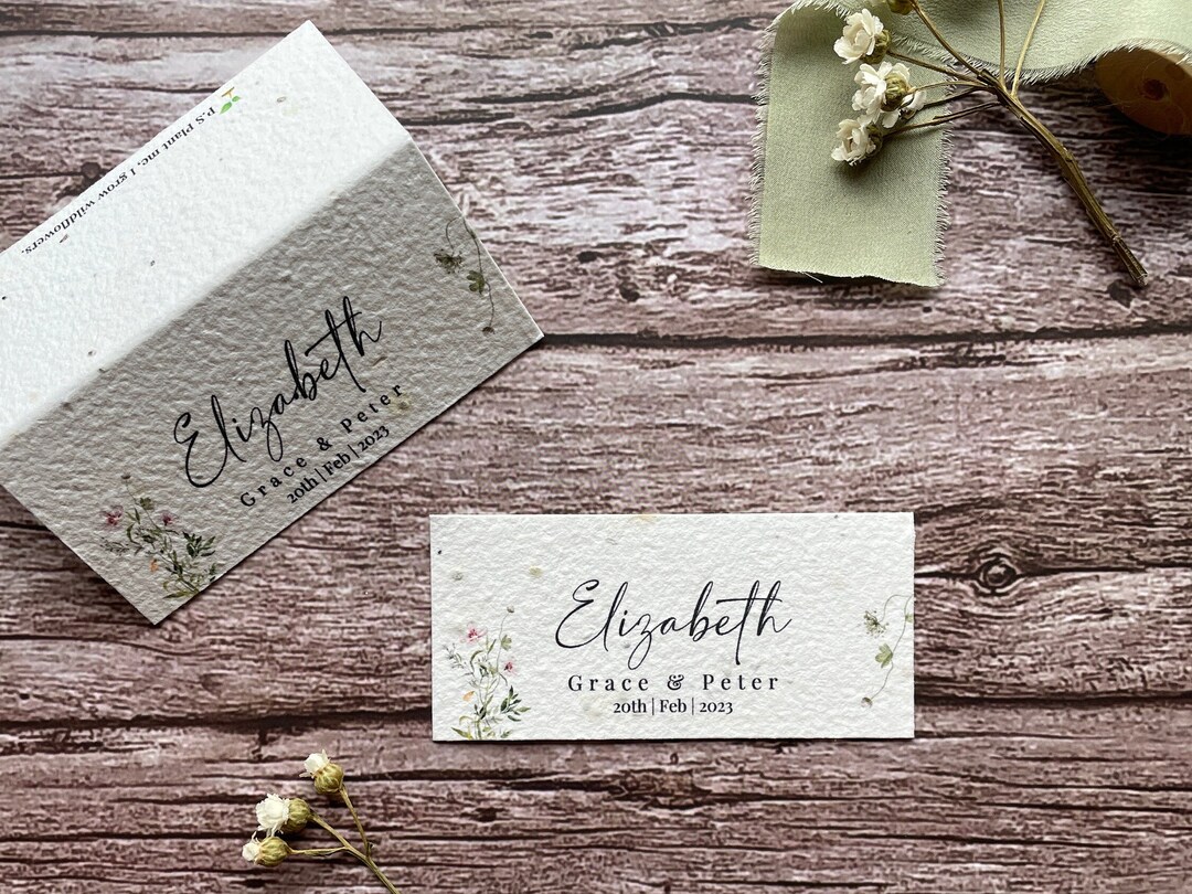 Plantable Seed Paper Wedding Name Cards | Eco-friendly Placecards ...