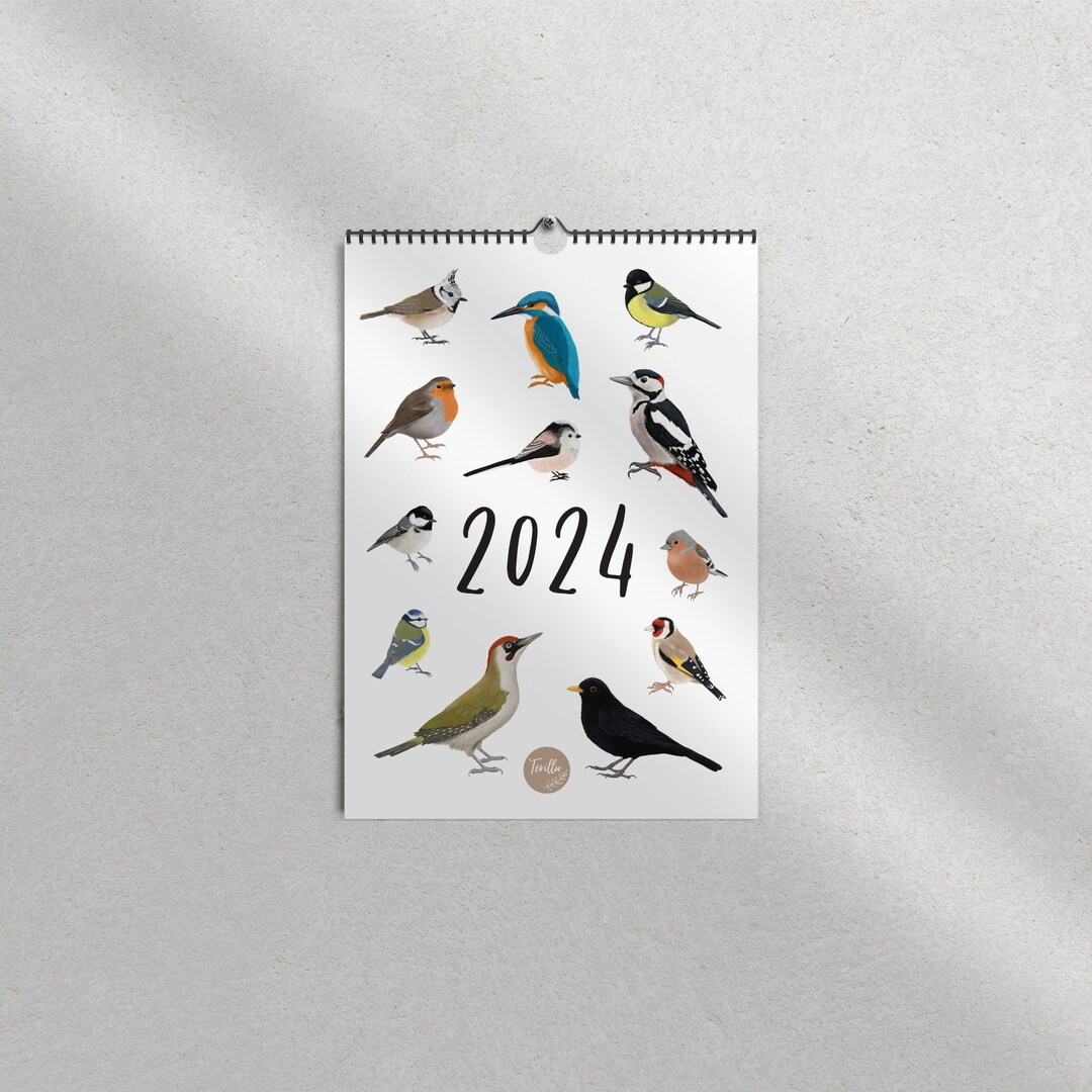 Wall Calendar 2024 Local Birds Illustrated Calendar A3 - Etsy