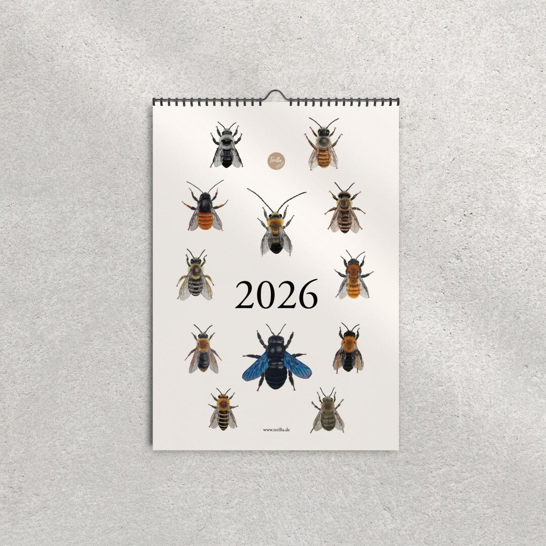 Bee Wall Calendar 2026, Bee Calendar, A3 Calendar, Gift for Nature ...